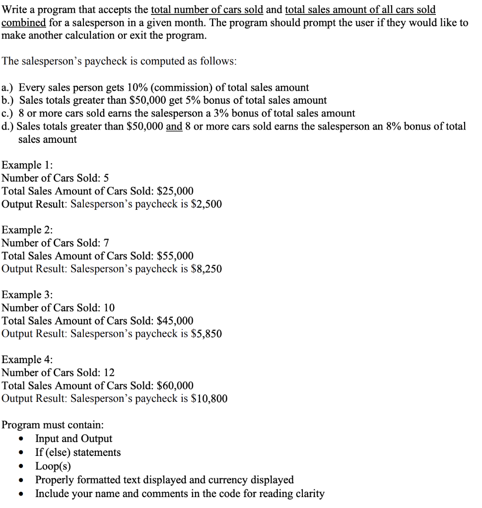 Solved Write a program that accepts the total number of cars | Chegg.com
