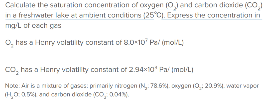 Solved Calculate the saturation concentration of oxygen (02) | Chegg.com
