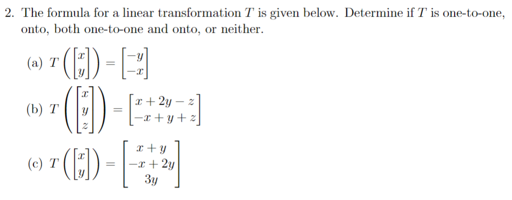 Solved 2. The formula for a linear transformation T is given | Chegg.com