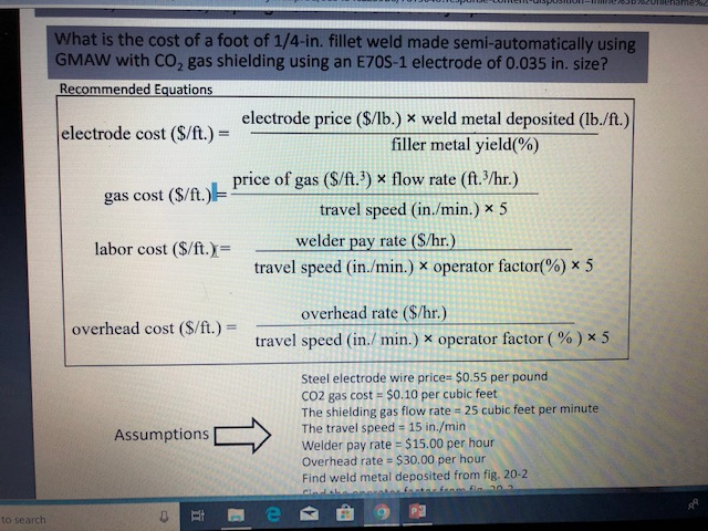 FIGURE 20-2 Area and weight of weld metal deposit. in | Chegg.com