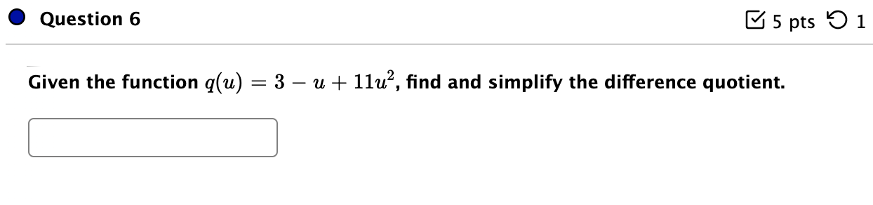 Solved Question 6 5 pts 51 Given the function q(u) = 3 – u + | Chegg.com