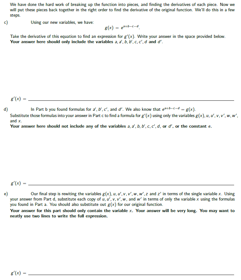 Solved Problem 1 Guided Derivative Calculation One Of The