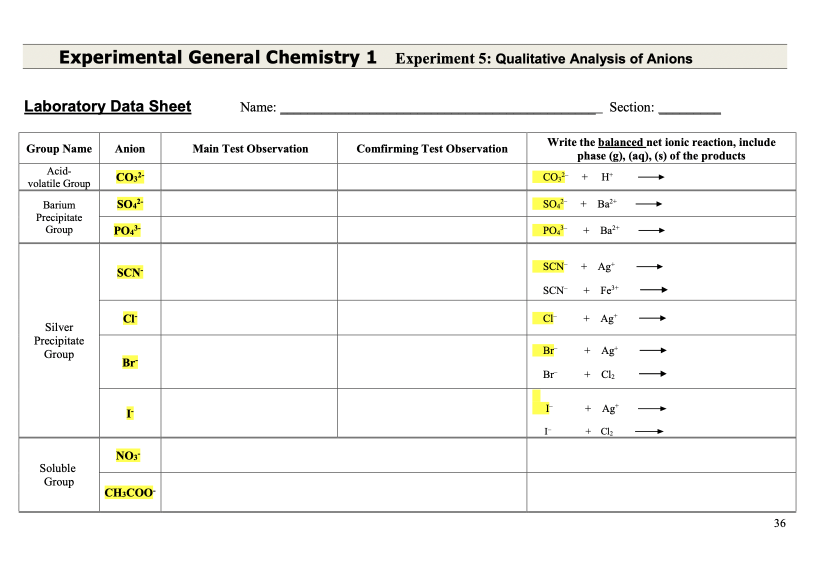 Solved Experimental General Chemistry 1 Experiment 5: | Chegg.com