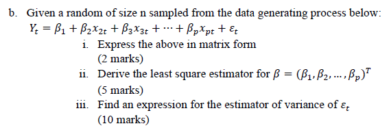 Solved b. Given a random of size n sampled from the data | Chegg.com