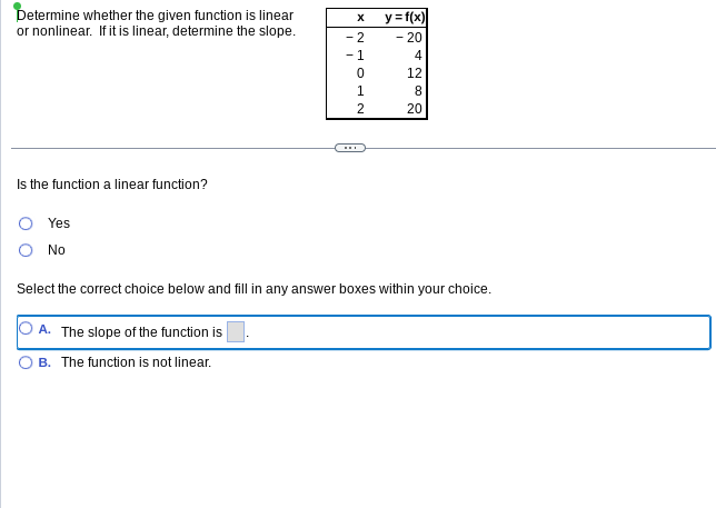 Solved Determine whether the given function is linear or | Chegg.com