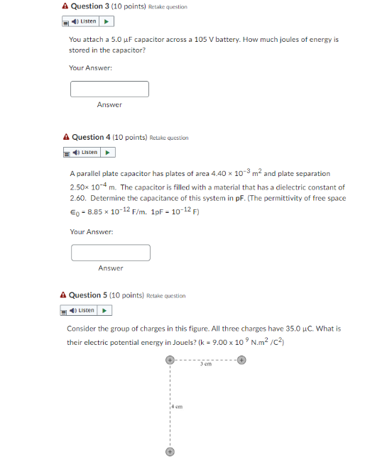 Solved Question 3 (10 points) Retake question Listen You | Chegg.com