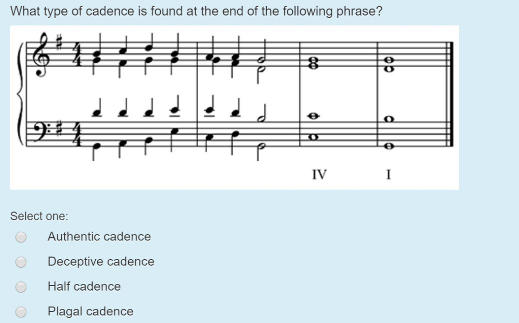 Solved What type of cadence is found at the end of the | Chegg.com