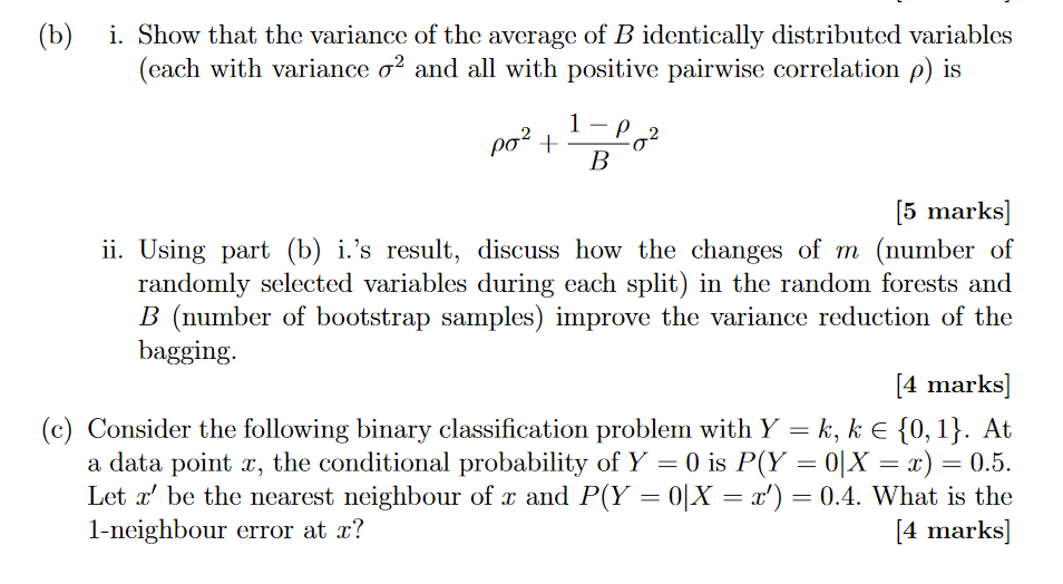 Solved (b) i. Show that the variance of the average of B | Chegg.com
