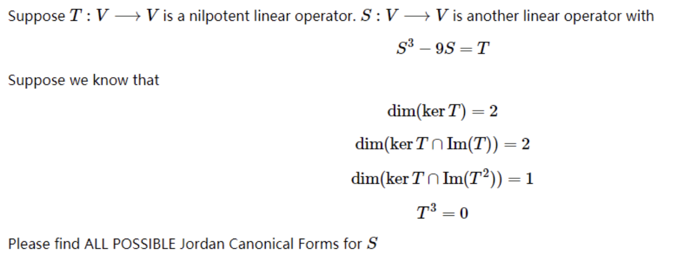 Solved Suppose T:V+V is a nilpotent linear operator. S:V →V | Chegg.com