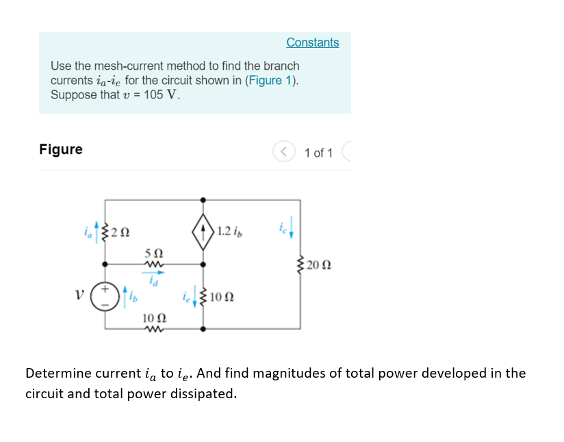Solved Constants Use the mesh-current method to find the | Chegg.com