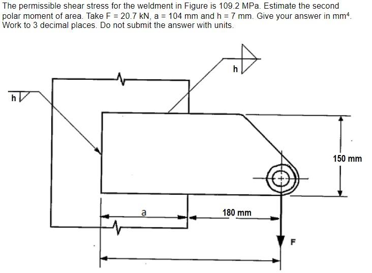 Solved The permissible shear stress for the weldment in | Chegg.com