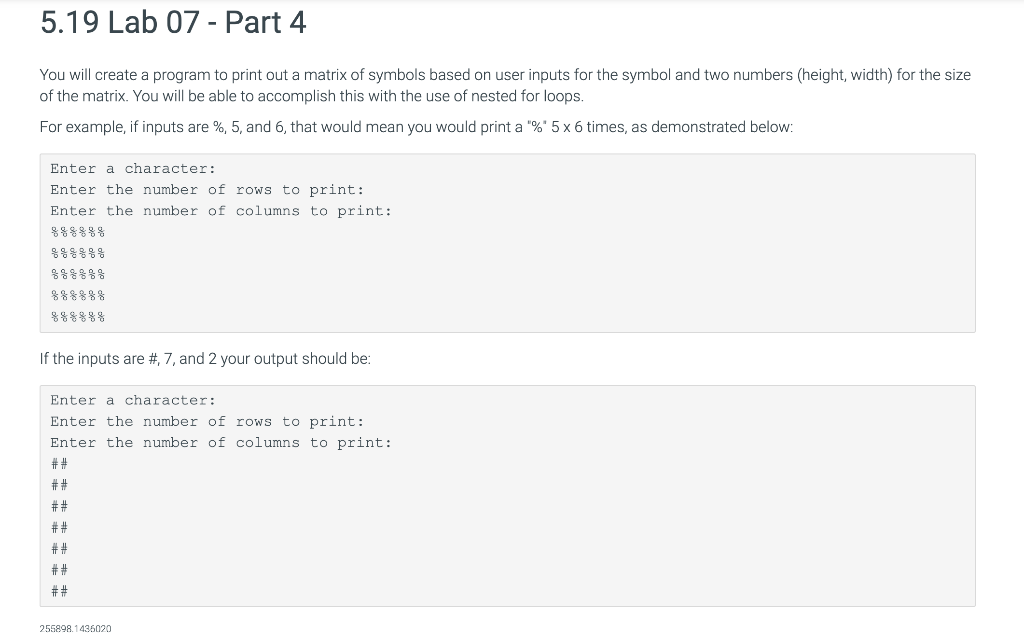 Solved 5.19 Lab 07 - Part 4 You will create a program to | Chegg.com