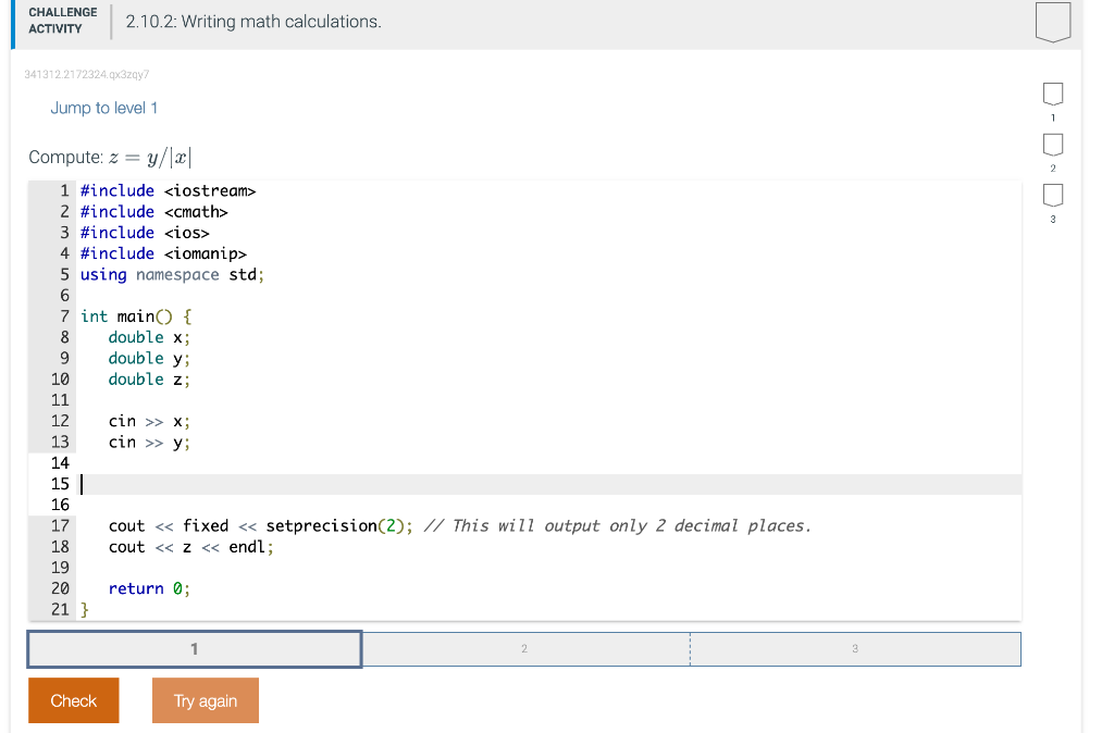 Solved CHALLENGE ACTIVITY 2.10.2: Writing math calculations. | Chegg.com