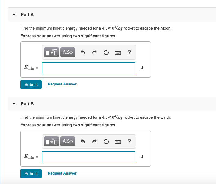 Solved Part A Find the minimum kinetic energy needed for a | Chegg.com