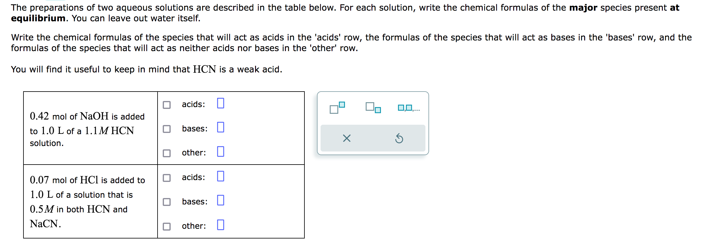 Solved The preparations of two aqueous solutions are | Chegg.com