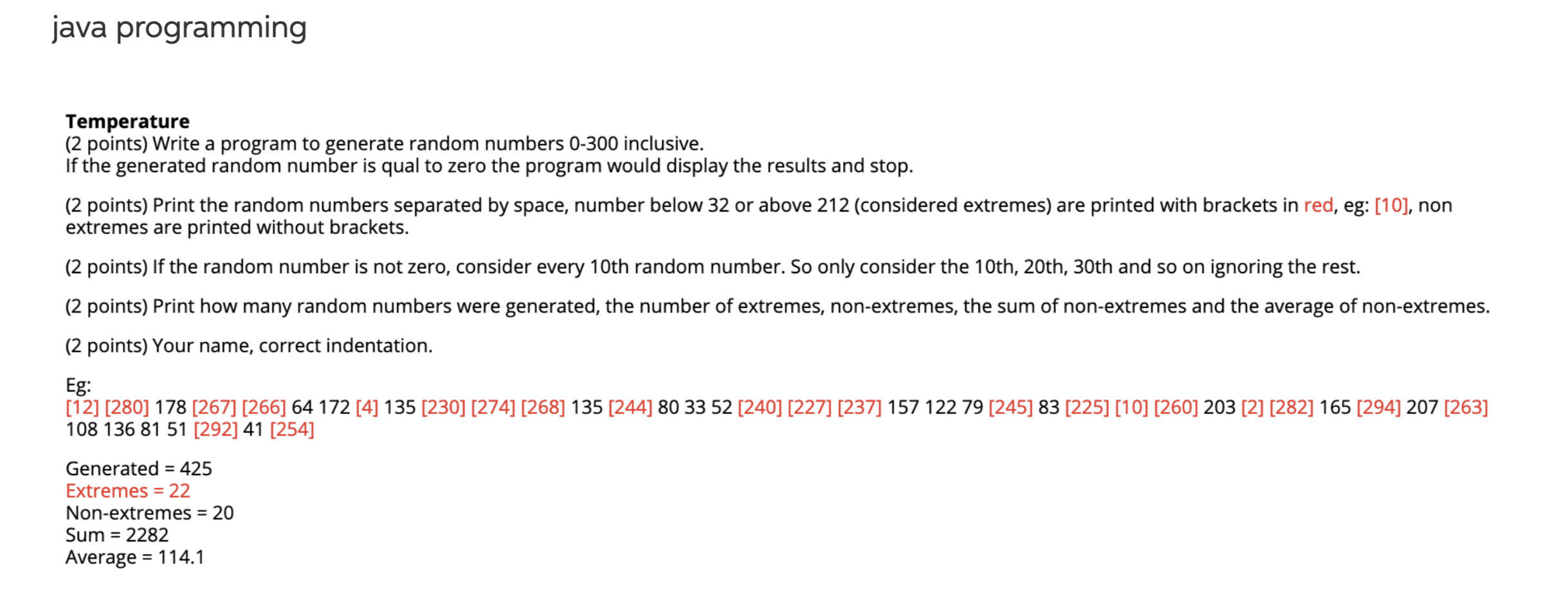 Solved java programming Temperature (2 points) Write a | Chegg.com