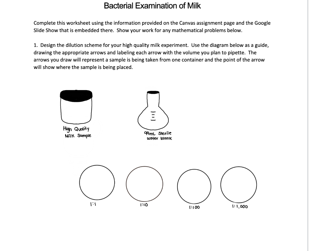 Solved Bacterial Examination of Milk Complete this worksheet | Chegg.com