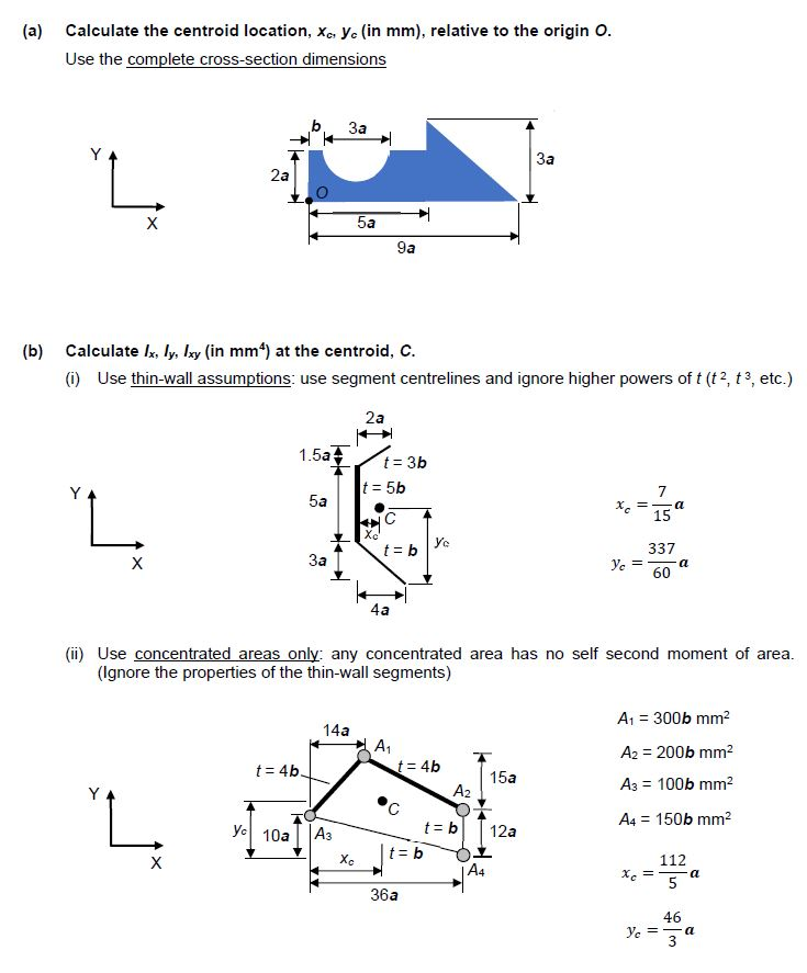 Solved (a) Calculate the centroid location, Xcy. (in mm), | Chegg.com