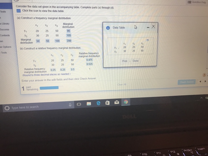 Solved (b) Construct a relative frequency marginal | Chegg.com