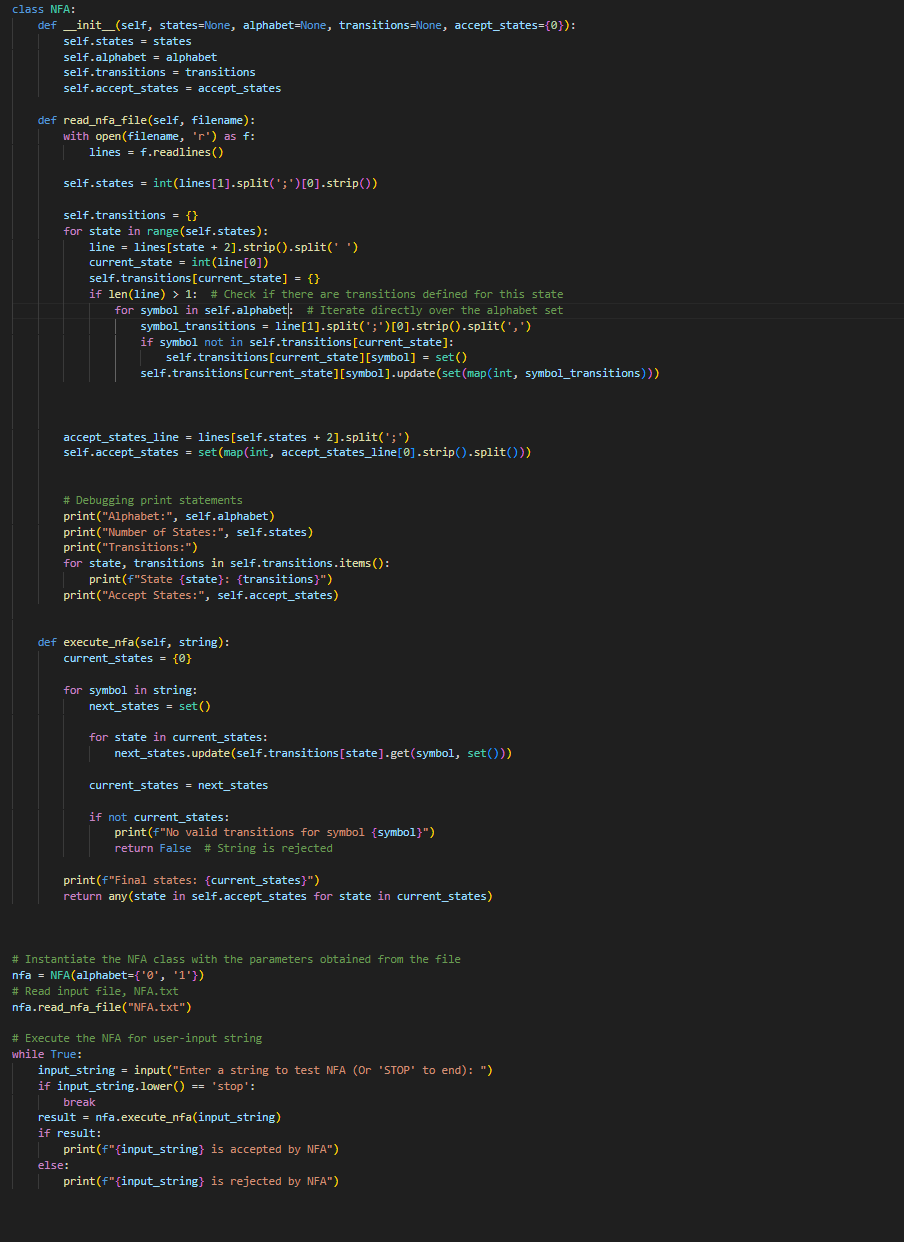 Solved Nfa Python Implementation String Input 001 Should