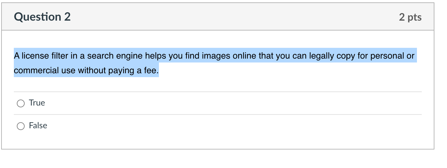 Solved A license filter in a search engine helps you find | Chegg.com