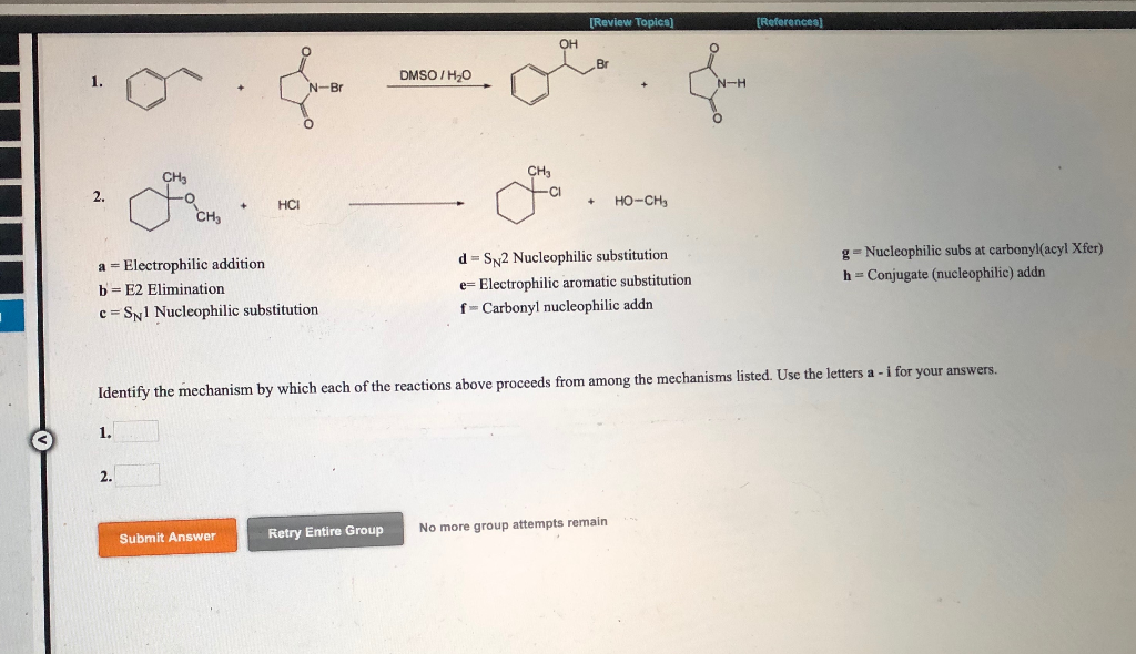Solved Identify the mechanism by which each of the reactions | Chegg.com