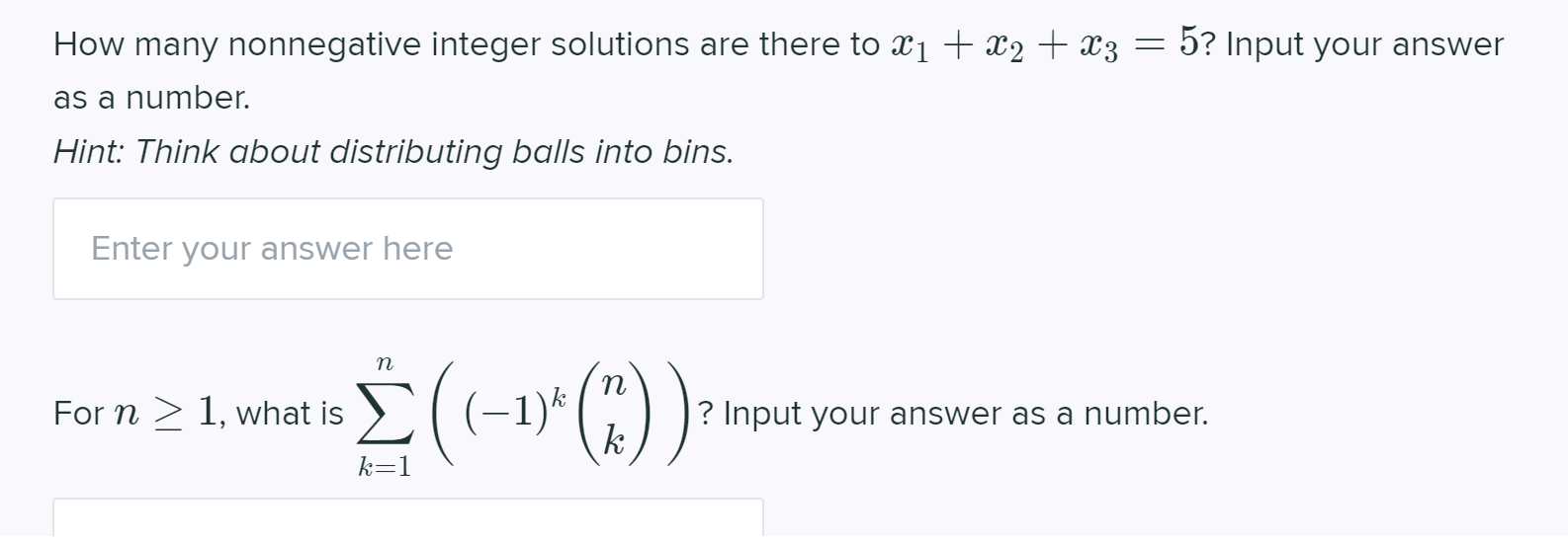 Solved = 5? Input your answer How many nonnegative integer | Chegg.com
