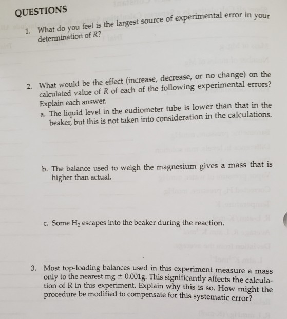 QUESTIONS What do you feel is the largest source of | Chegg.com