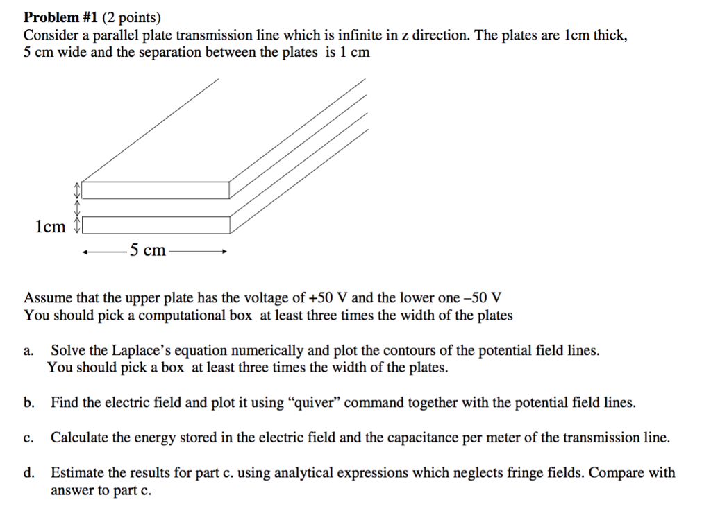 Problem #1 (2 points) Consider a parallel plate | Chegg.com