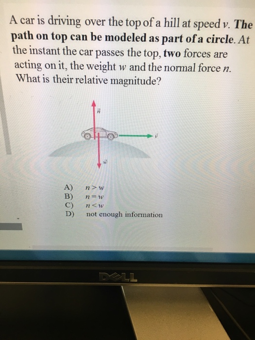 Solved A car is driving over the top of a hill at speed v. | Chegg.com