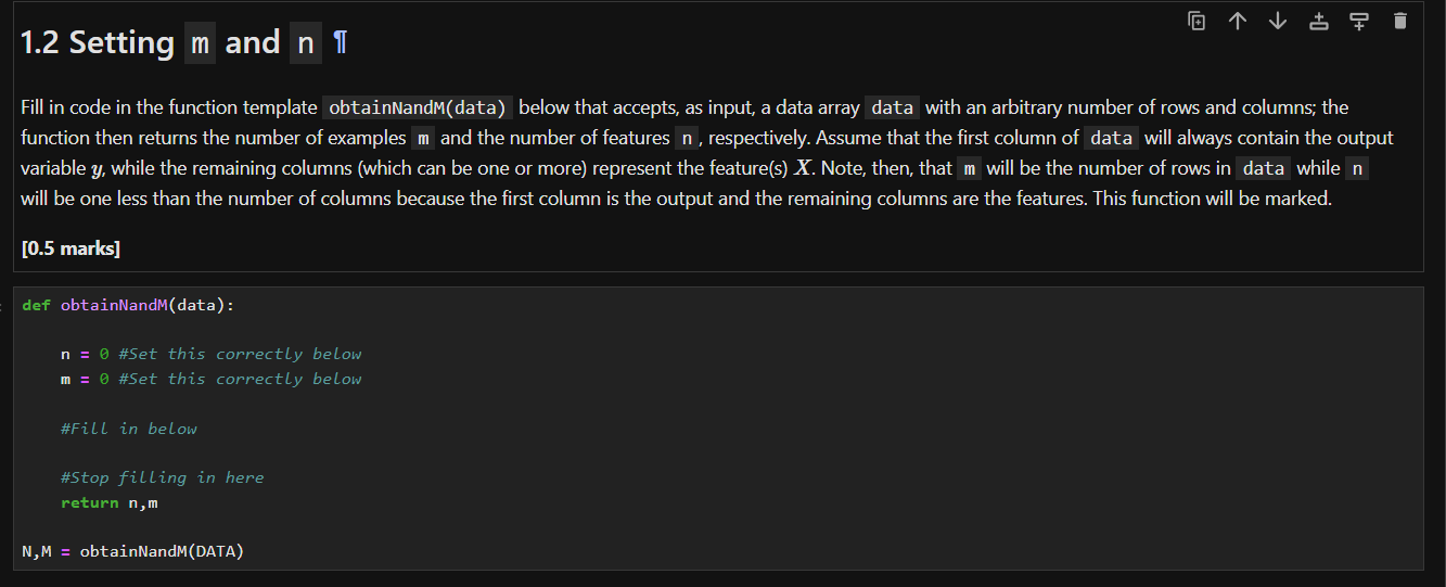 Solved 1.2 Setting m and nπ Fill in code in the function | Chegg.com