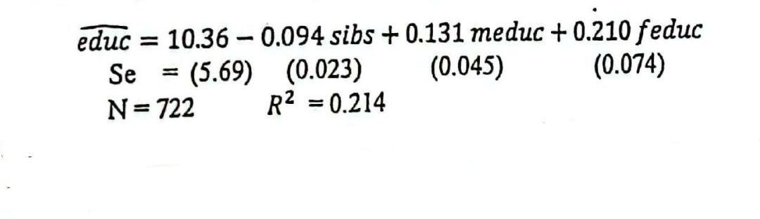Solved Consider the following estimated multiple regression | Chegg.com
