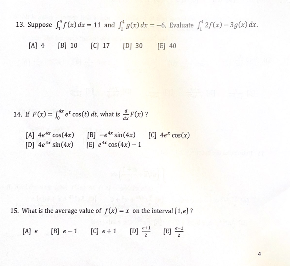 Solved 13. Suppose ∫14f(x)dx=11 and ∫14g(x)dx=−6. Evaluate | Chegg.com