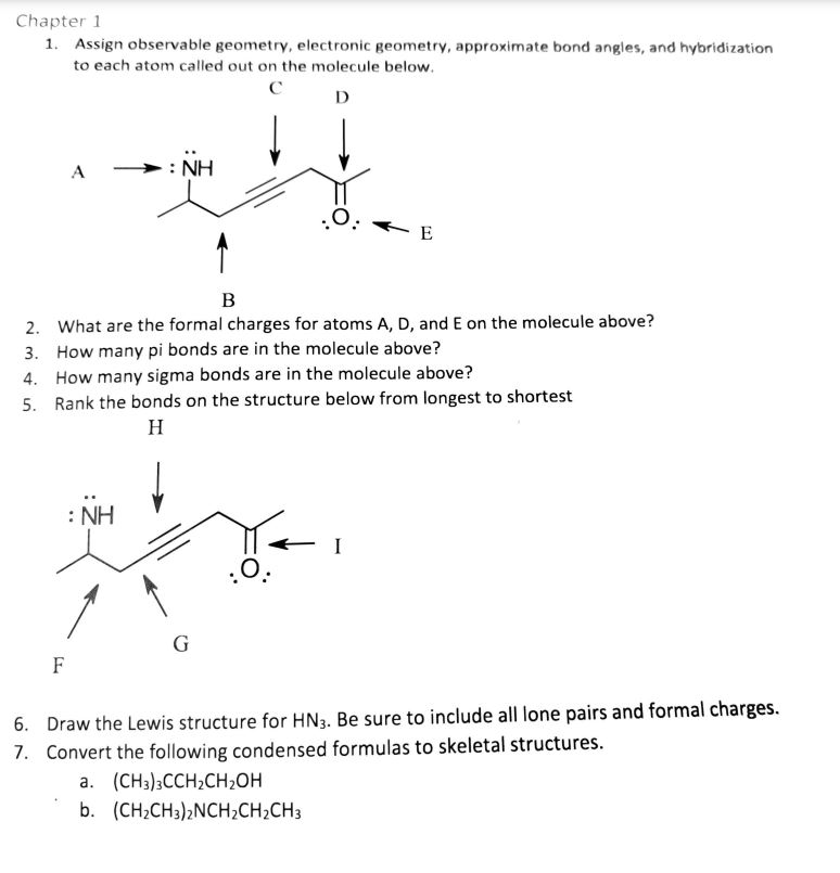 Solved 1. Assign observable geometry, electronic geometry, | Chegg.com