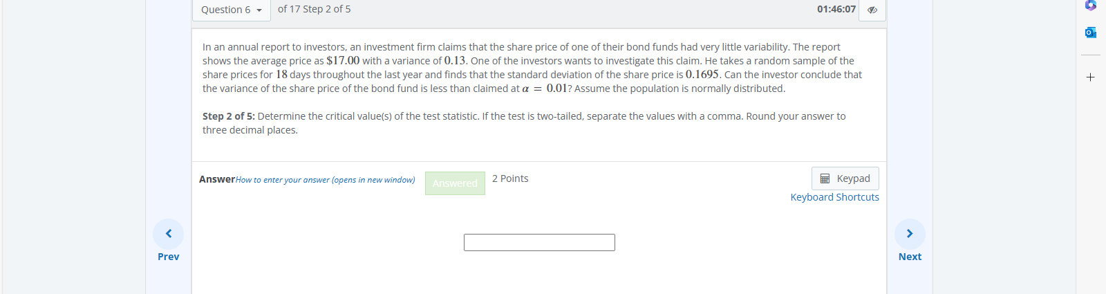 Solved Step 3 of 5:Determine the value of the test | Chegg.com