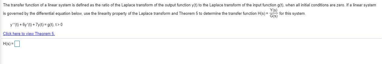 Solved The transfer function of a linear system is defined | Chegg.com