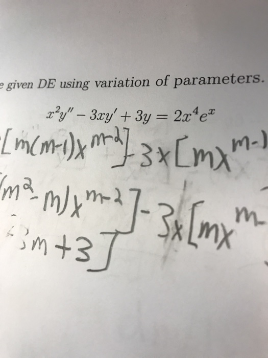 Solved Given DE using variation of parameters. x^2y''- | Chegg.com