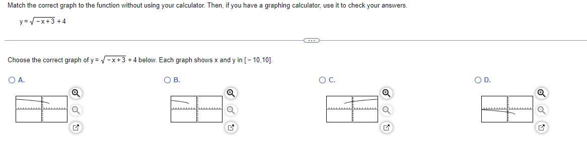 Solved Match the correct graph to the function without using | Chegg.com