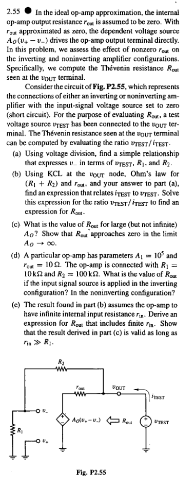 Solved 2.55 In the ideal op-amp approximation, the internal | Chegg.com