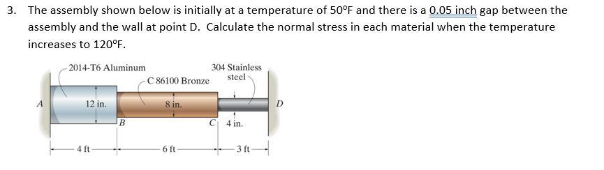 Solved 3. The assembly shown below is initially at a | Chegg.com