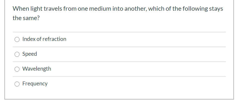 Solved When light travels from one medium into another, | Chegg.com