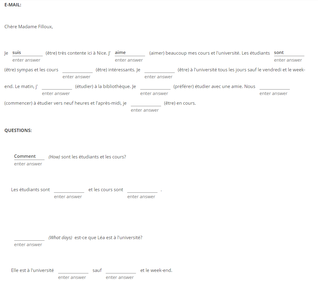 Léa is writing an e-mail to her former French teacher | Chegg.com