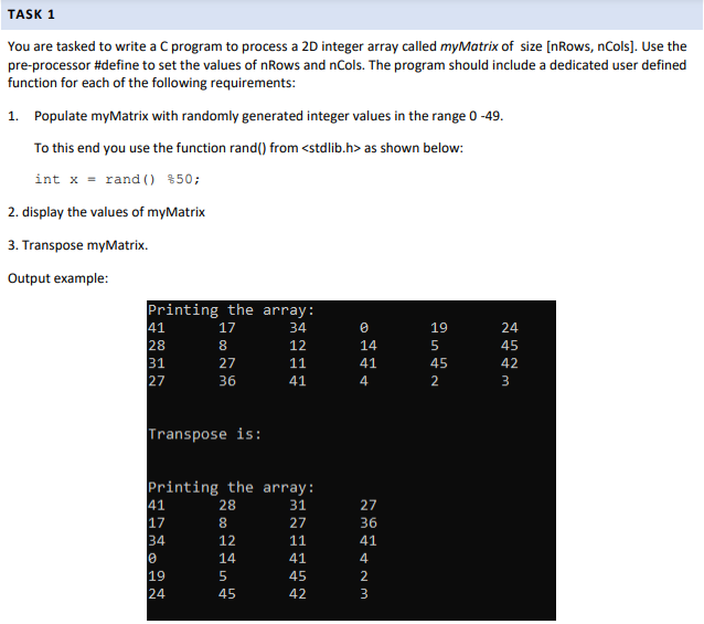 Solved TASK 1 You are tasked to write a C program to process | Chegg.com