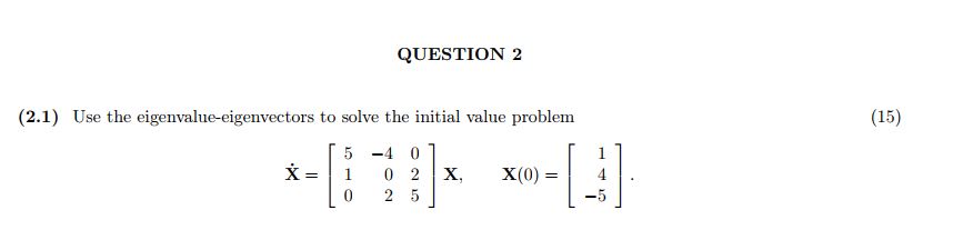 Solved QUESTION 2(2.1) ﻿Use the eigenvalue-eigenvectors to | Chegg.com