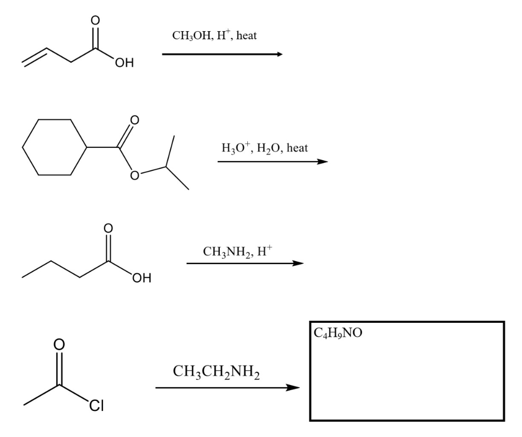 Solved CH3OH, H, heat OH and all the che women H30+, H2O, | Chegg.com