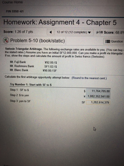 Solved Course Home FIN 3350 -61 Homework: Assignment 4 - | Chegg.com