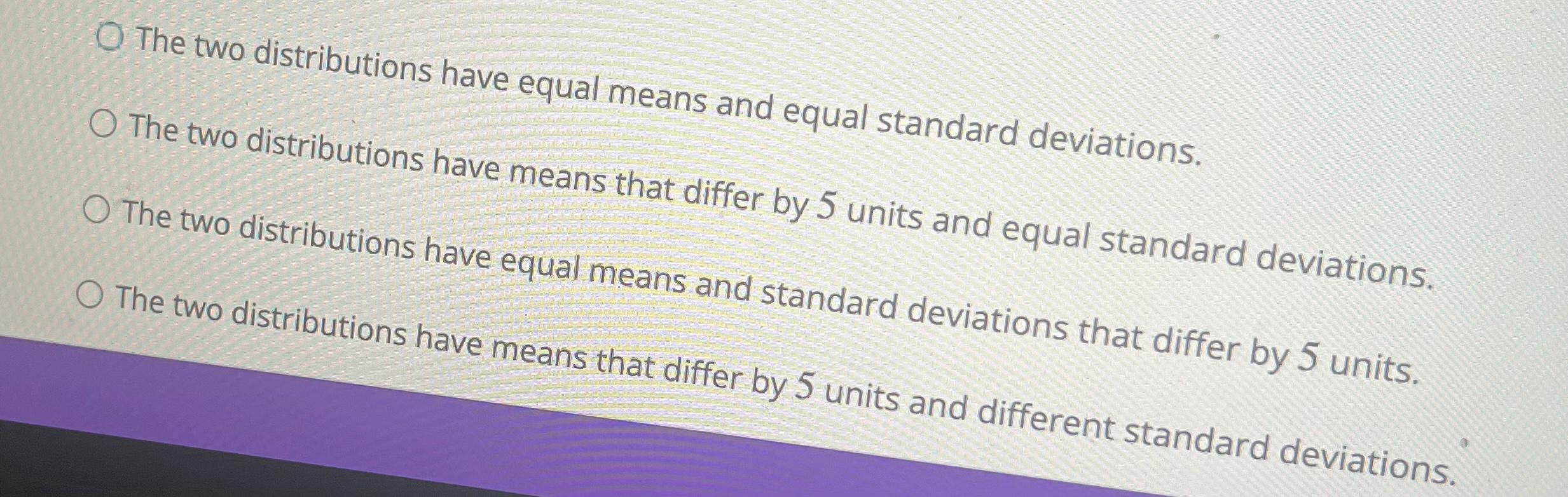 Solved The following is a graph of two normal distributions | Chegg.com