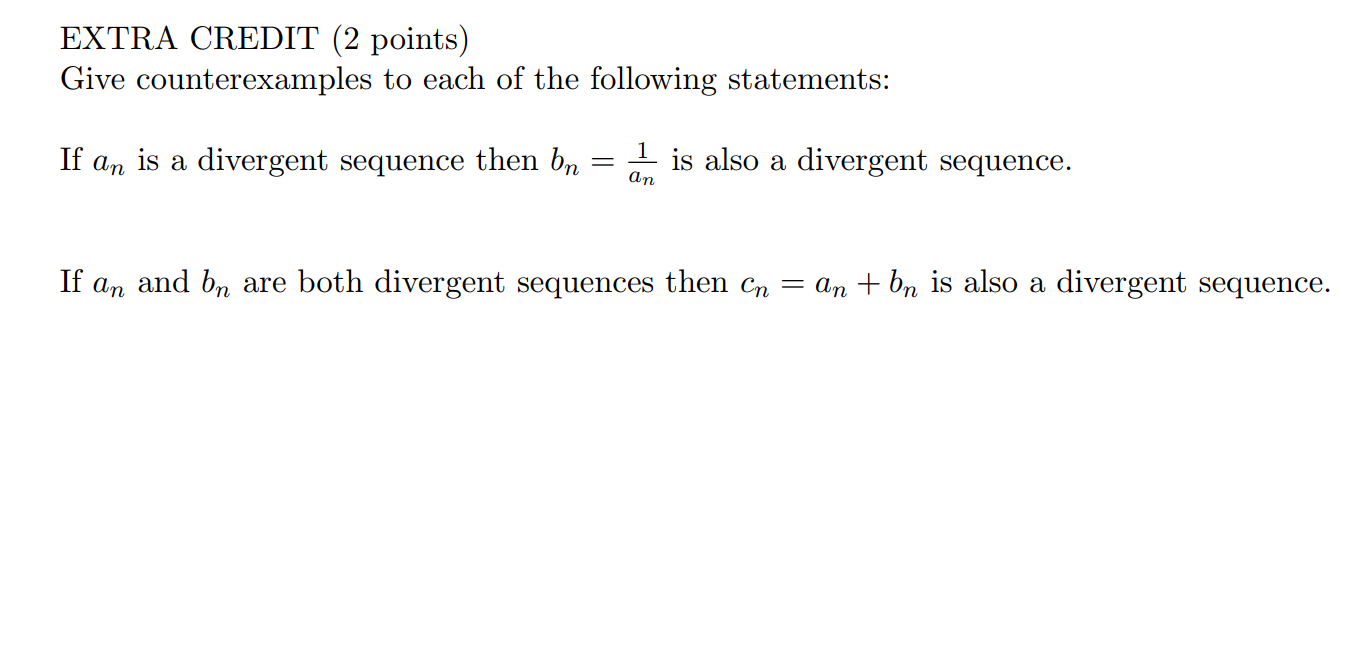 Solved EXTRA CREDIT (2 points) Give counterexamples to each | Chegg.com