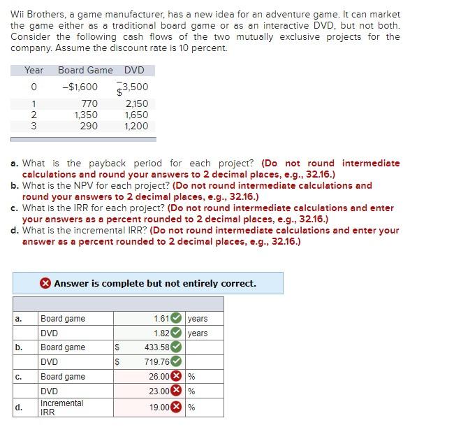Solved Wii Brothers, a game manufacturer, has a new idea for | Chegg.com