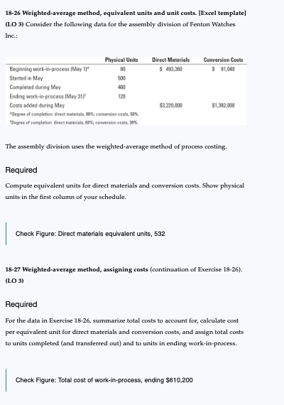 Solved 18-28 FIFO method, equivalent units. (LO 4) Refer to | Chegg.com